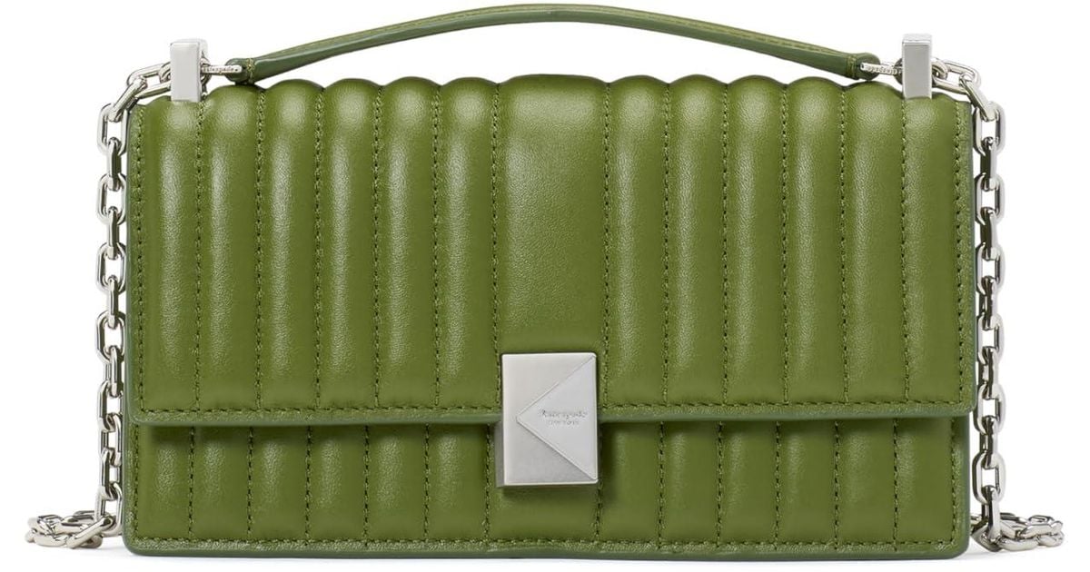 Kate Spade Deco Quilted Leather Mini Flap Chain Crossbody in Green | Lyst