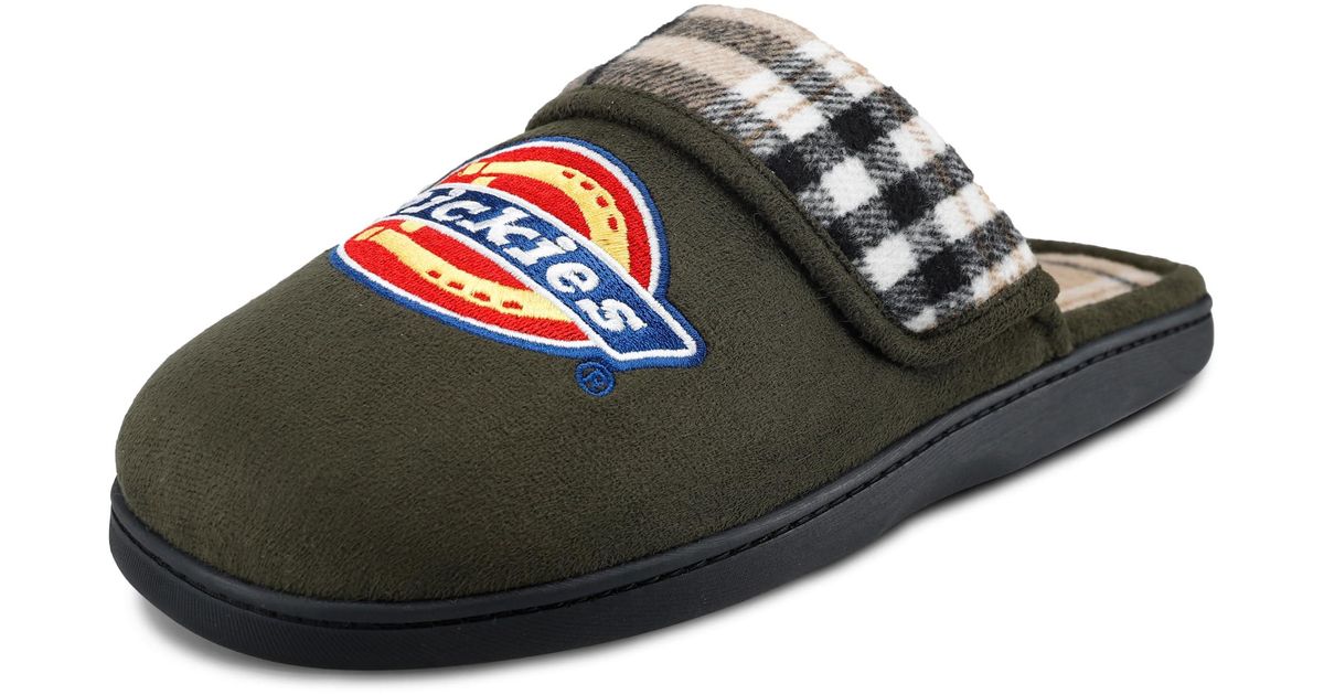 Dickies Open Back Slide-on Plaid Fold-over Scuff Slipper With ...