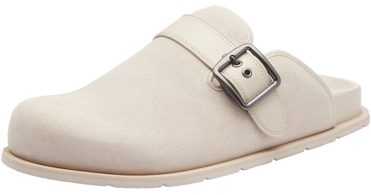 COACH Suede Buckle Clog in White for Men | Lyst