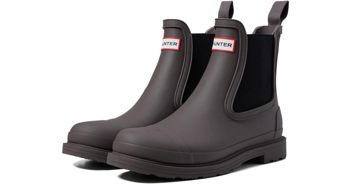 HUNTER Commando Chelsea Boot Ankle in Black for Men | Lyst
