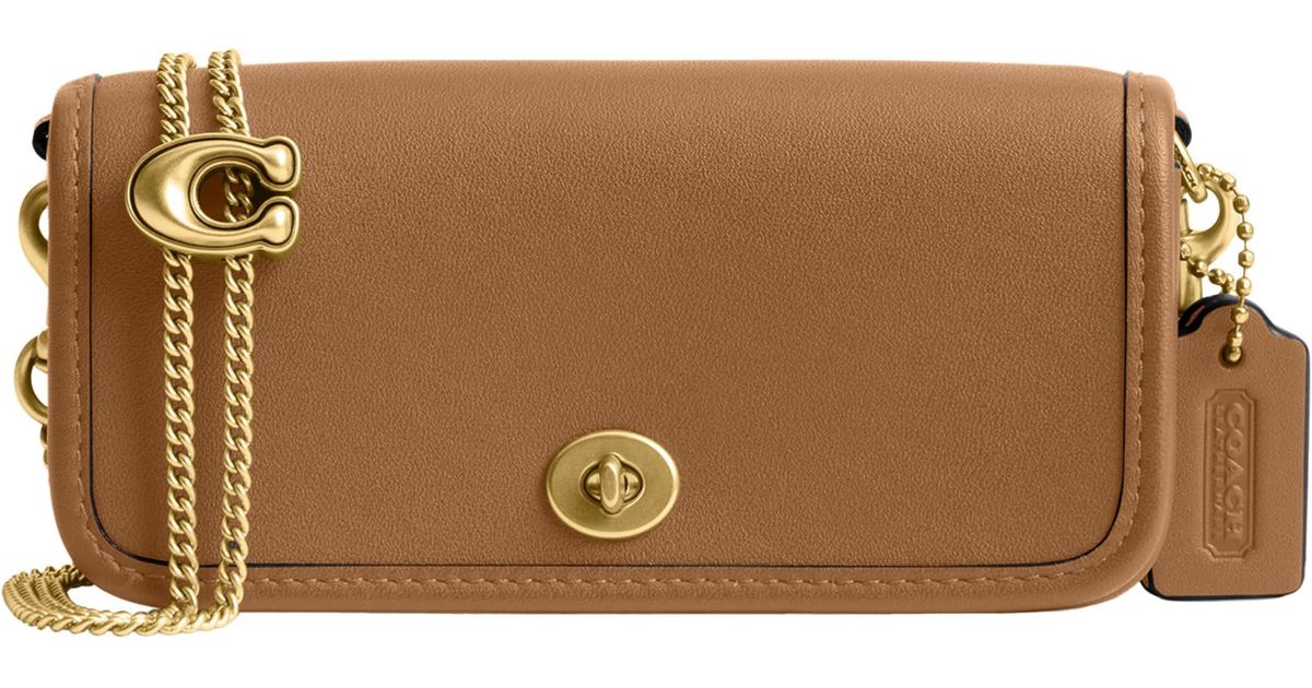 COACH Glovetanned Leather Dinky Bag 14 in Brown | Lyst