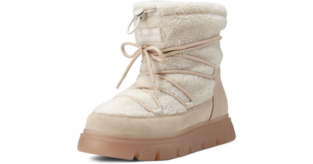 HUNTER Misty Waterproof Ankle Boot in Natural | Lyst