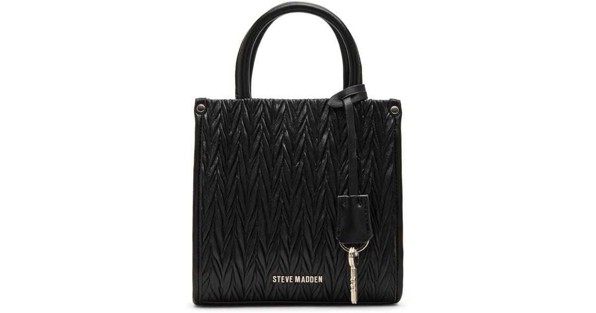 Steve Madden Larry Matelasse Mini Box Tote in Black | Lyst