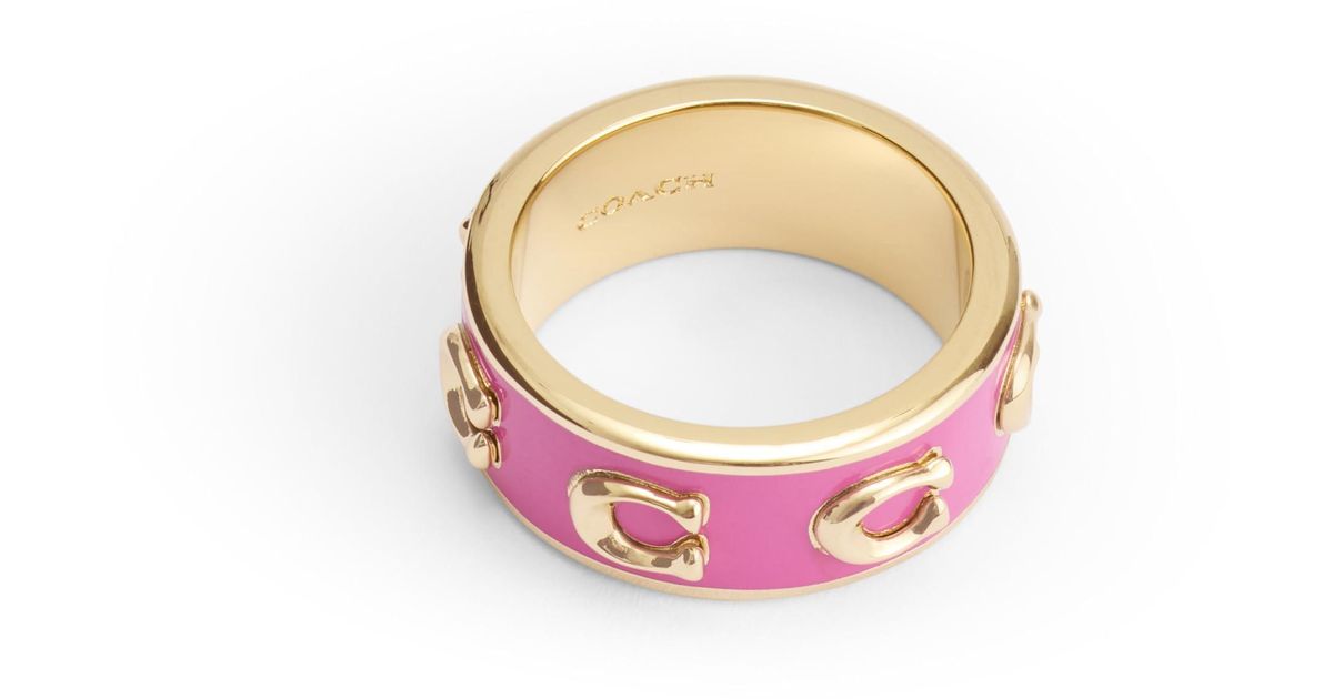 COACH S Signature C Enamel Band Ring in Pink | Lyst