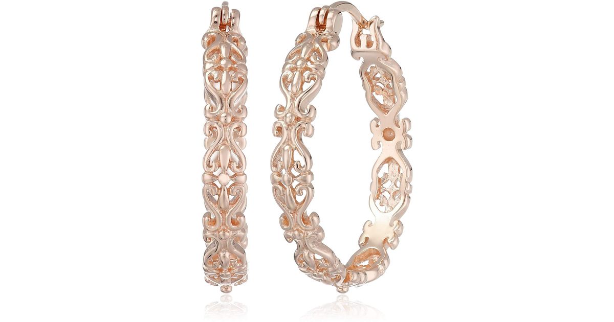 Amazon Essentials 14k Rose Gold Plated Sterling Silver Filigree Round ...