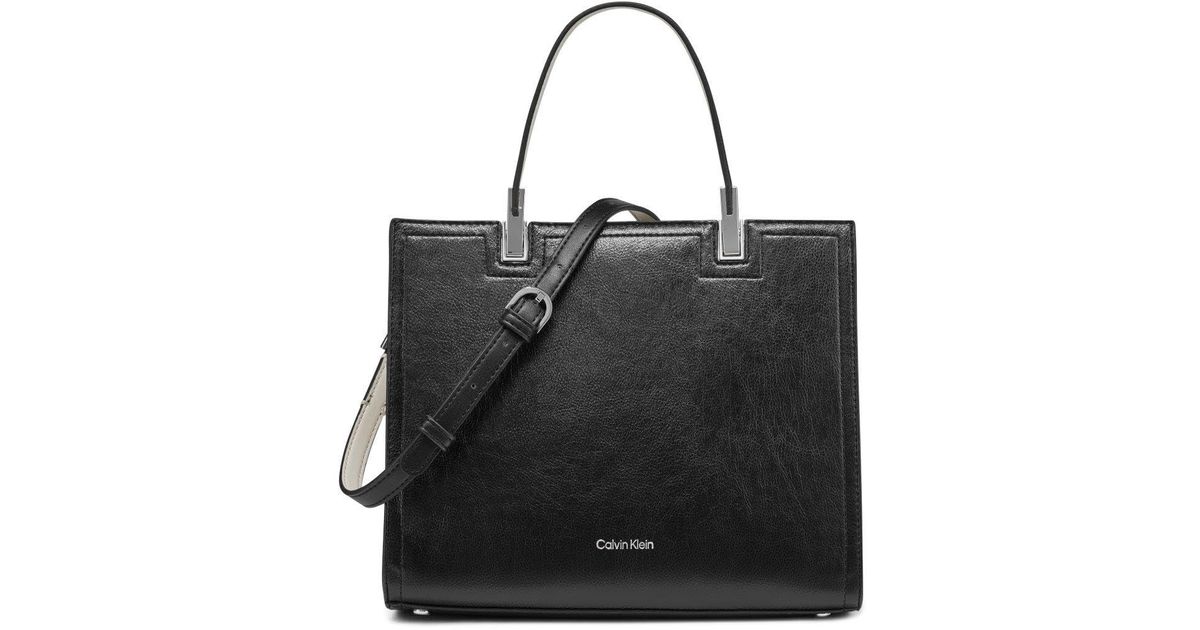 Calvin Klein Verne Triple Compartment Satchel in Black | Lyst