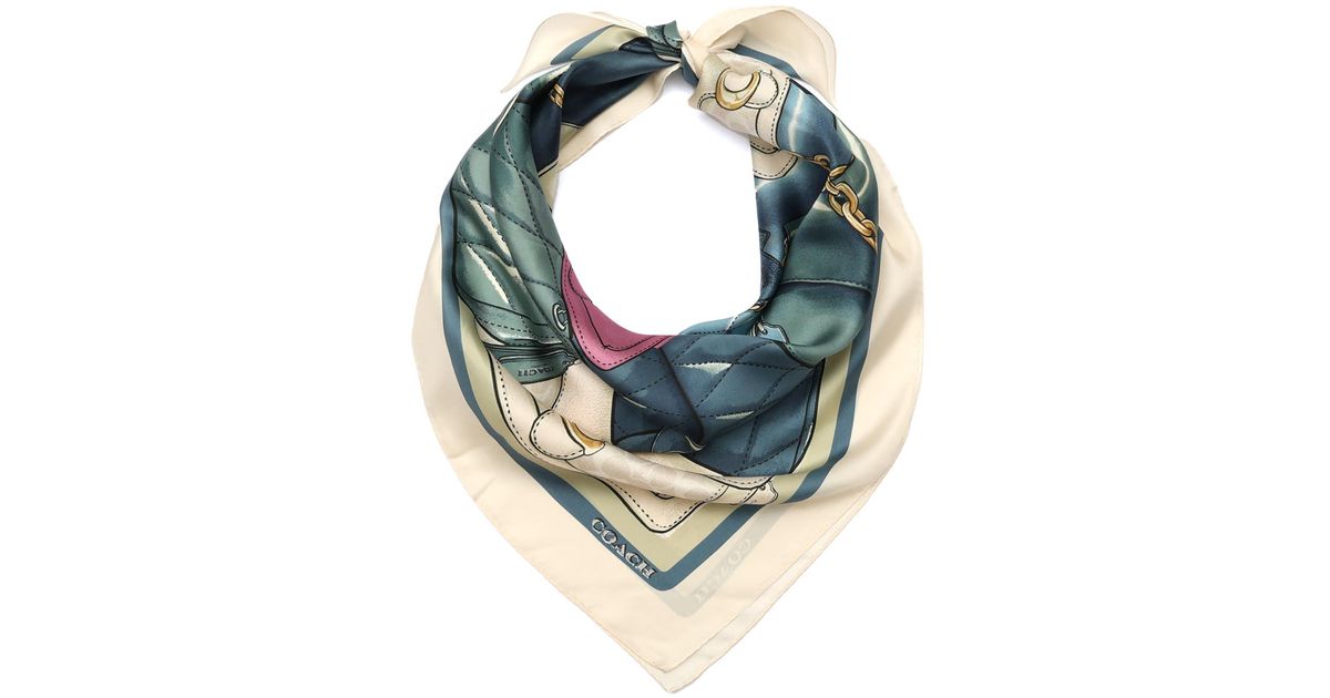 COACH Stacked Tabby Printed Silk Square in Blue | Lyst