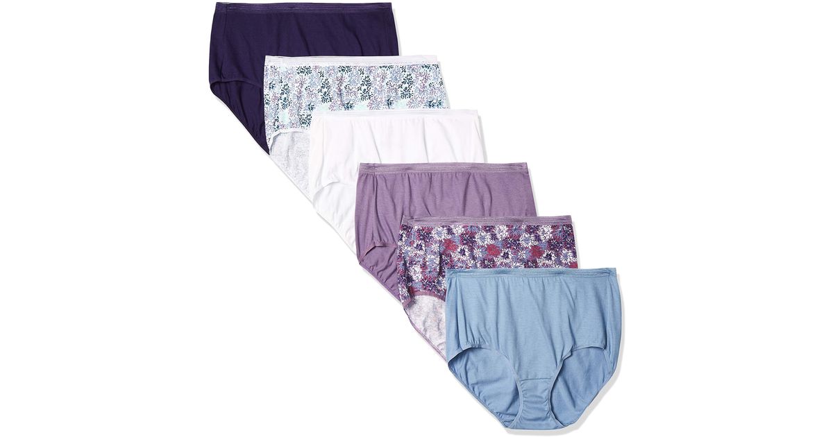 Hanes Womens Signature Breathe Cotton Underwear 6 Pack Briefs In Blue