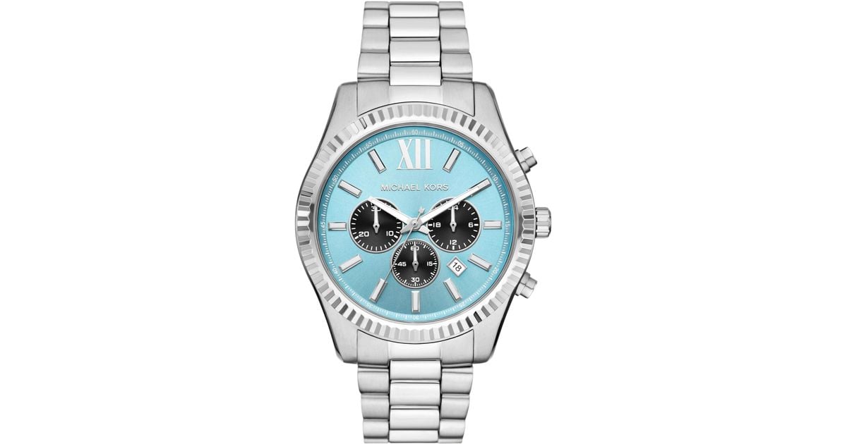 Michael Kors Lexington Chronograph Silver-tone Stainless Steel Watch in ...