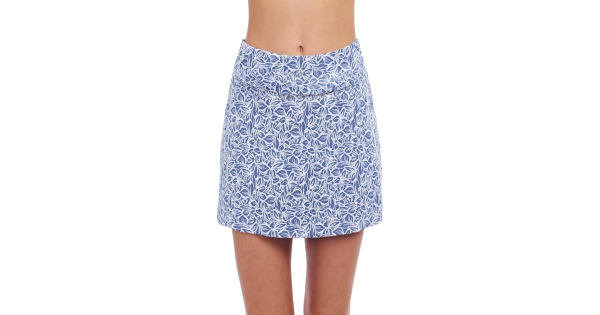 Gottex Plumeria Textured Jeans And White Leafy Print 's Pull On Skirt ...
