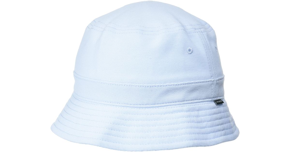Lacoste Mens Solid Little Croc Pique Bucket Hat Cap in Blue | Lyst