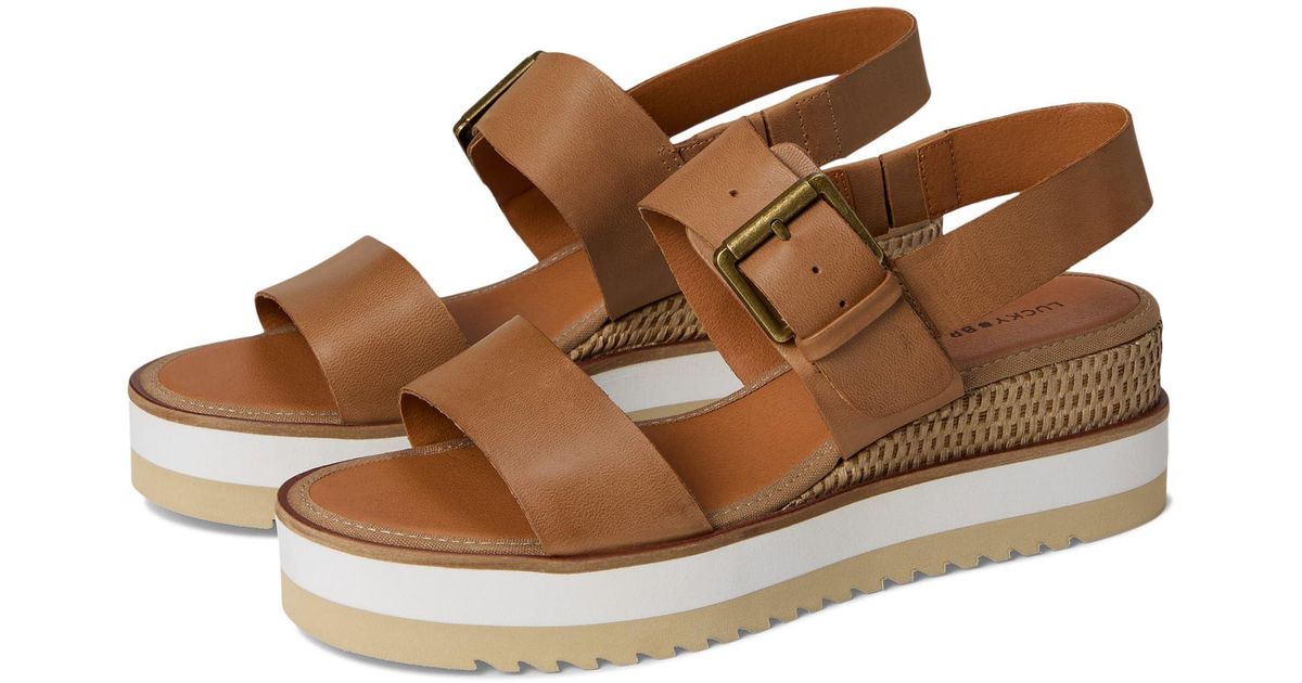 Lucky Brand Turoma Platform Wedge Sandals Sandals 6 B in Brown | Lyst
