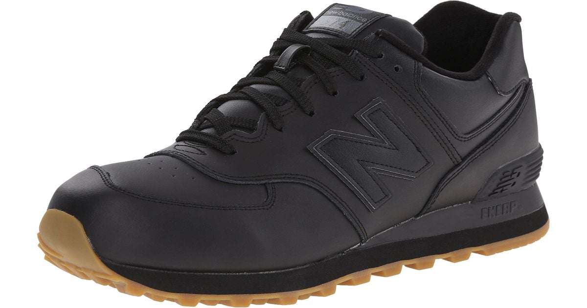 New Balance 574 V1 Leather Sneaker in Black for Men | Lyst