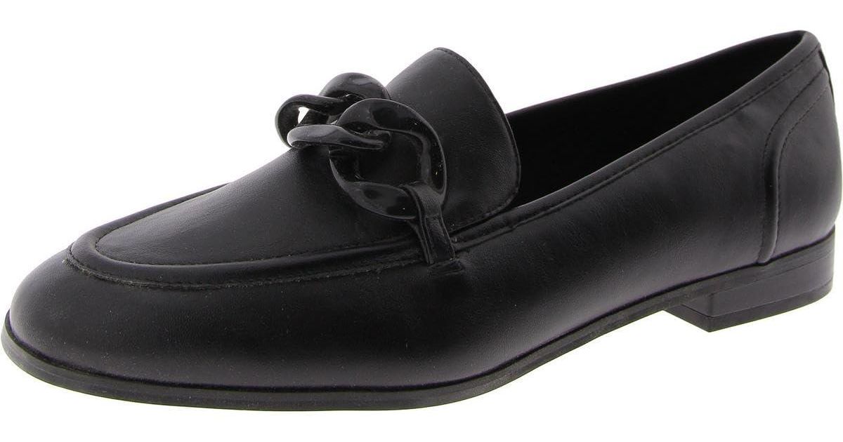 Anne Klein Braxton Faux Leather Flat Loafers in Black | Lyst