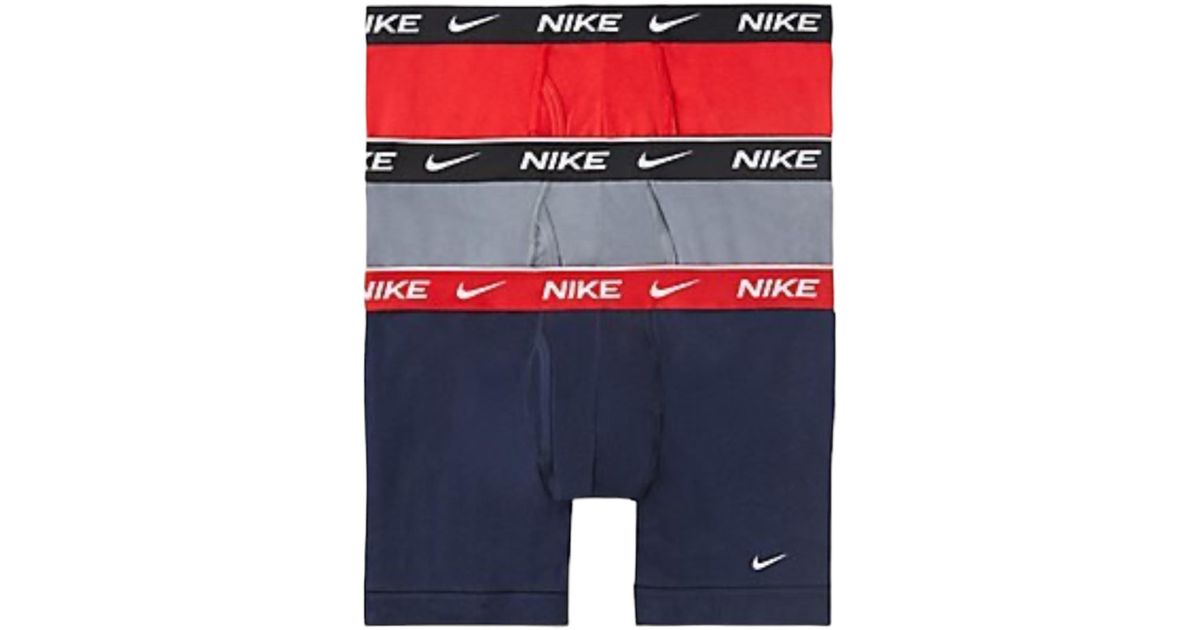 Nike Essential Cotton Stretch W/fly Boxer Brief 3pk Underwear in Blue ...