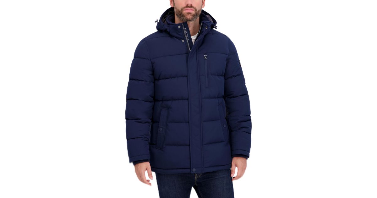 Nautica Heavyweight Puffer Jacket – Parka Winter in Blue for Men | Lyst