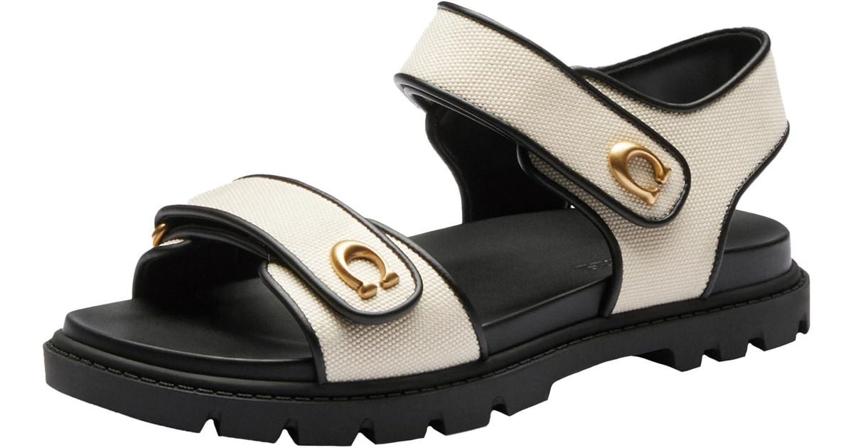 COACH Brynn Canvas Sandal (Chalk/) Sandals in Black | Lyst