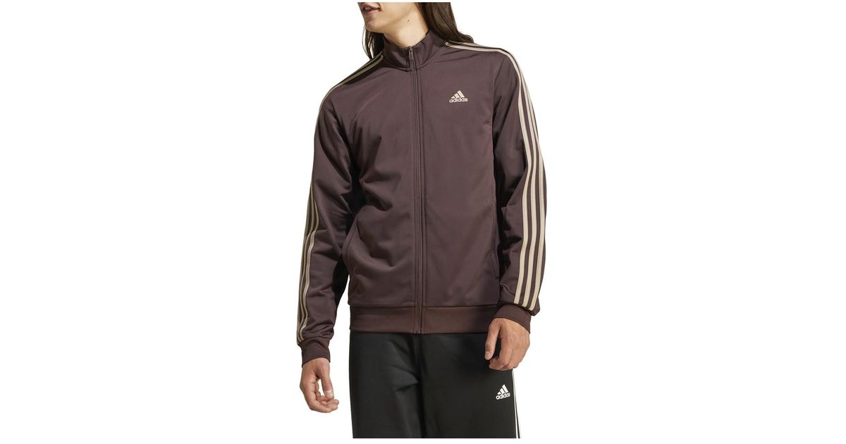 adidas Tall Size Essentials Warm-up 3-stripes Track Jacket in Brown for ...