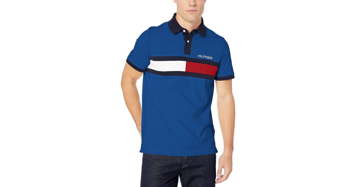 Tommy Hilfiger Flag Pride Polo Shirt In Custom Fit In Blue For Men Lyst