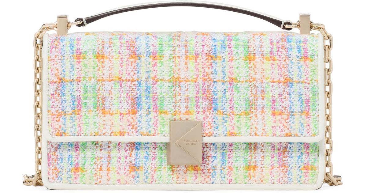 Kate Spade Deco Tweed Mini Flap Chain Crossbody | Lyst