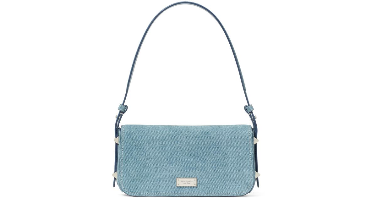 Kate Spade Liv Denim Suede Small East West Shoulder in Blue | Lyst
