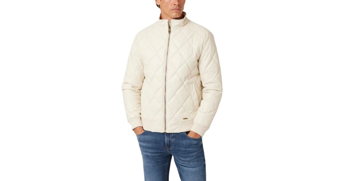 Guess S Quilted Faux Leather Jacket in Natural for Men | Lyst