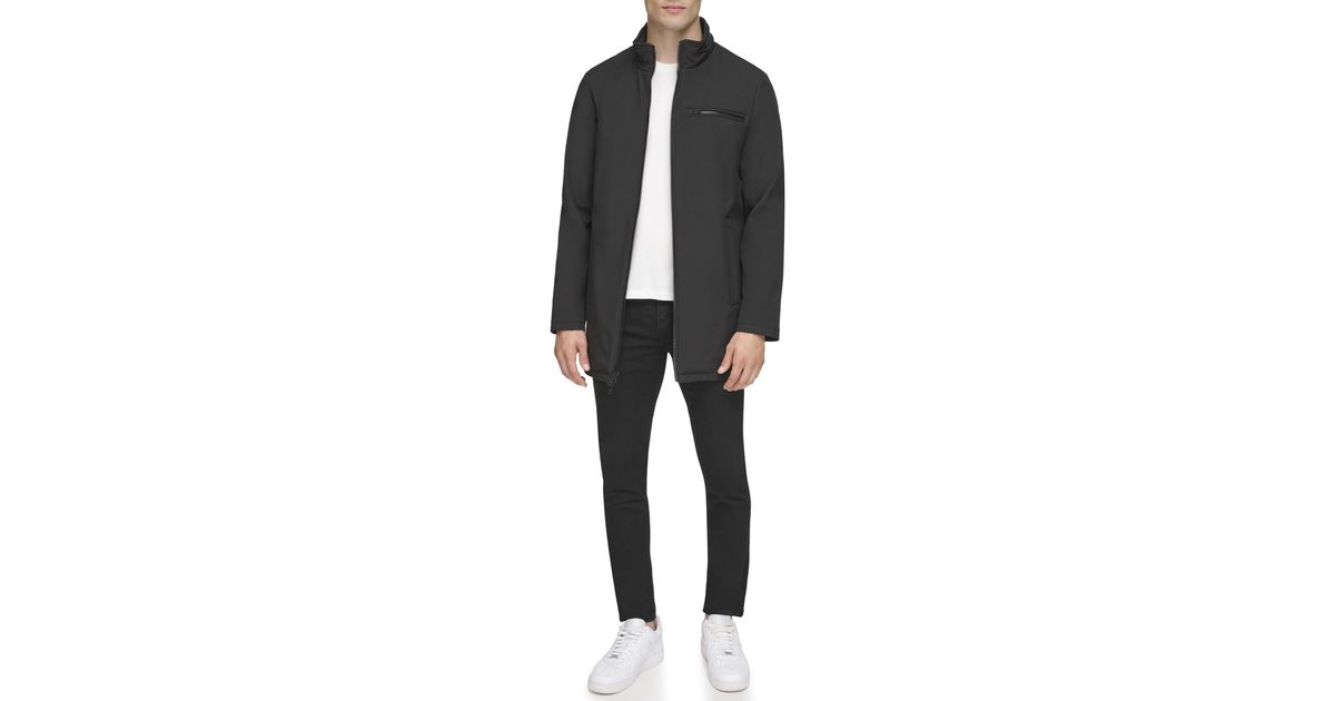 Kenneth Cole Hidden Rain Hood Full Zip Front Closure Jacket in Black ...