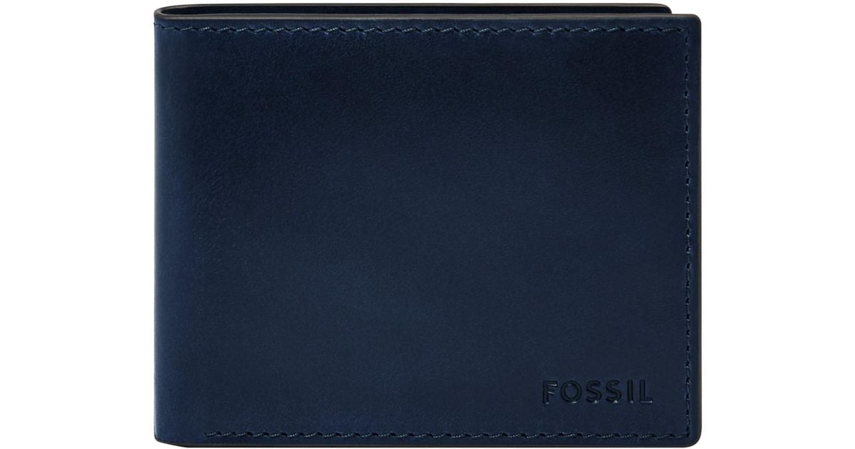 Fossil Derrick Bifold Flip Id Wallet in Blue for Men | Lyst