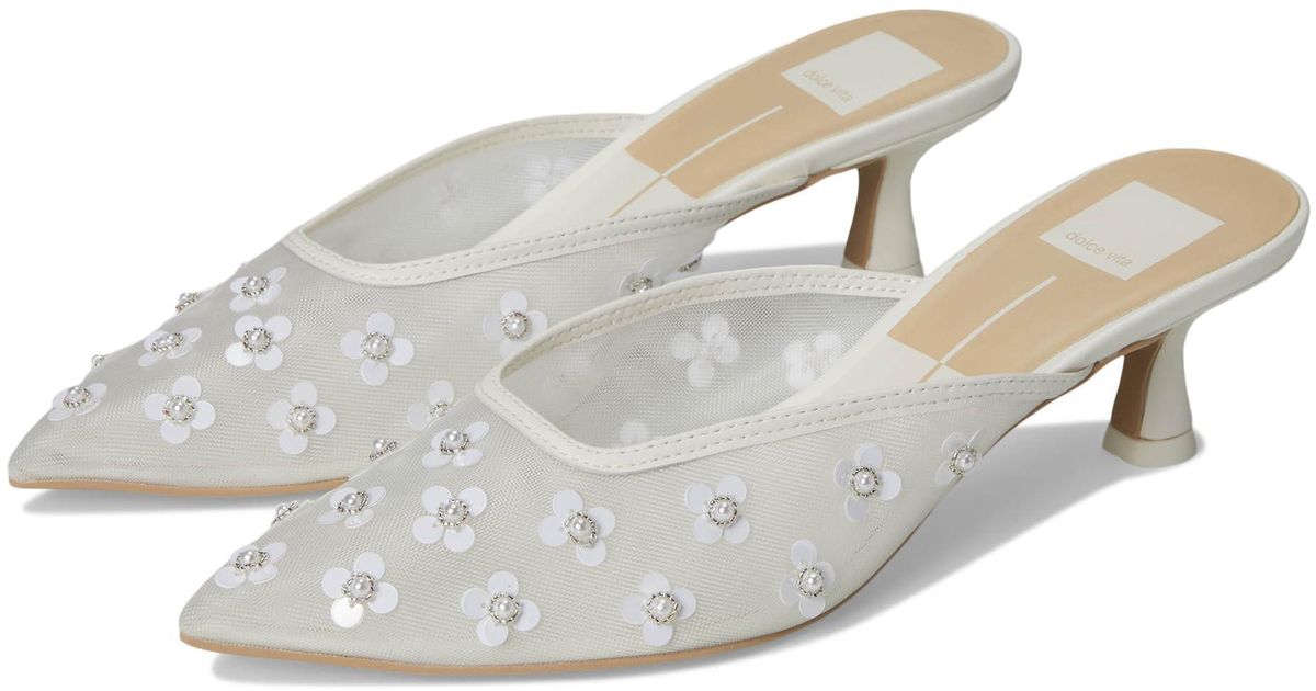 Dolce Vita , Clara Pearl True White Daisy Mesh, 6, Medium in Metallic ...