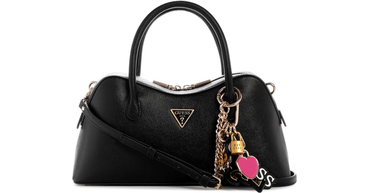 Guess Davina Satchel in Black | Lyst