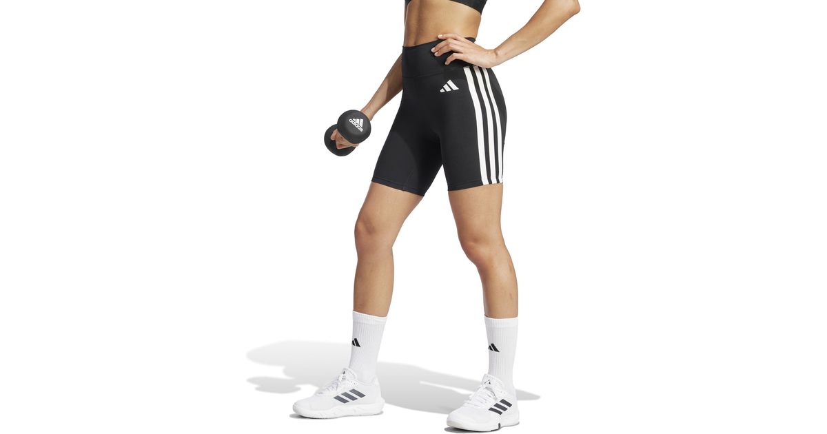 adidas Optime Essentials 3-stripes Training Short Leggings in Black | Lyst