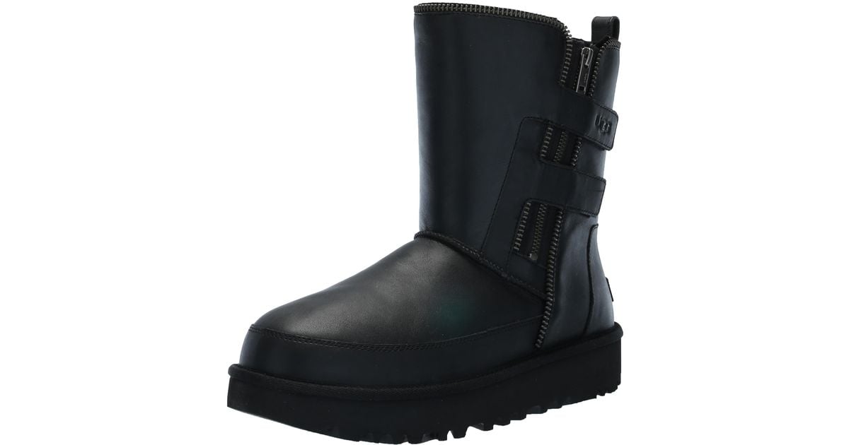 UGG Classic Short Moto Boot Fashion in Black | Lyst