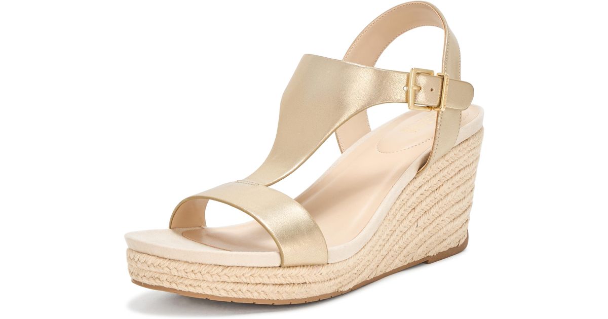 Kenneth Cole Card Wedge Sandal in Metallic | Lyst