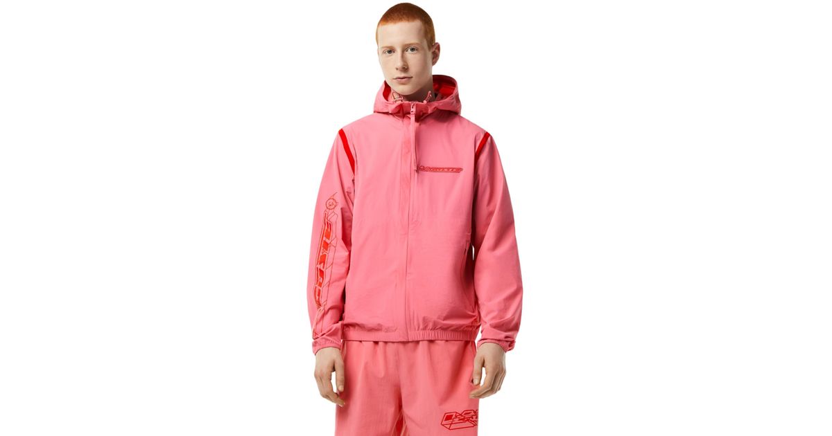 Lacoste 's Recycled Polyamide Short Track Jacket in Pink for Men | Lyst