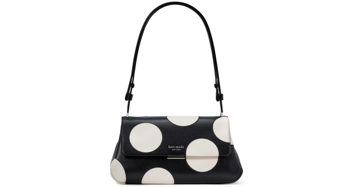 Kate Spade Grace Dot Fine Grain Leather Shoulder Bag in Black | Lyst