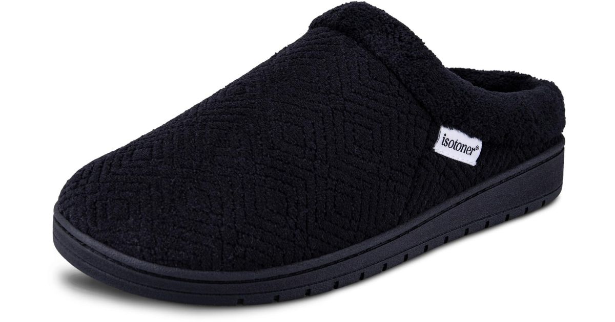 Isotoner Diamond Microterry Gemma Clog Slipper in Black | Lyst