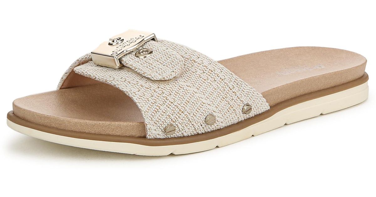 Dr. Scholls S Nice Iconic Slide Sandal Light Gold Fabric 7.5 M in ...