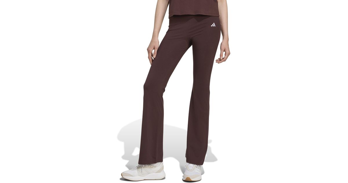 adidas Essentials Small Logo Flared Leggings in Brown | Lyst
