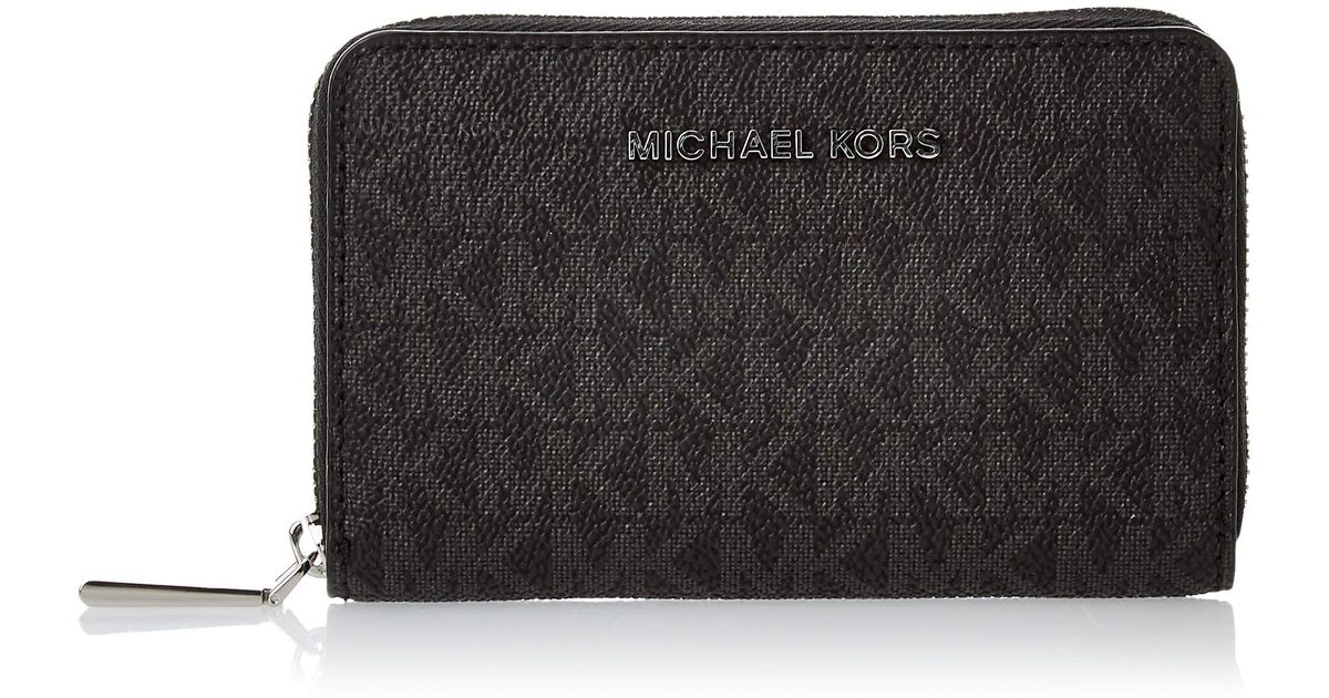 Michael Kors Jet Set Small Zip Around Card Case in Black | Lyst