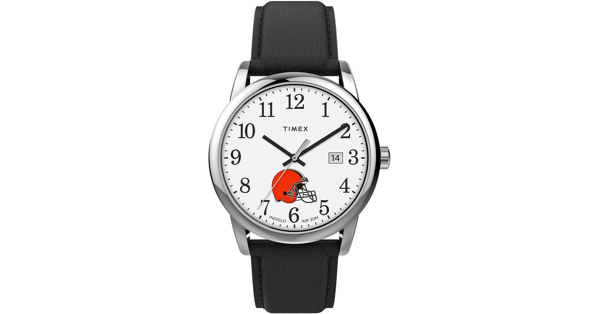 Timex Nfl Easy Reader 38mm Watch – Cleveland Browns With Black Leather ...