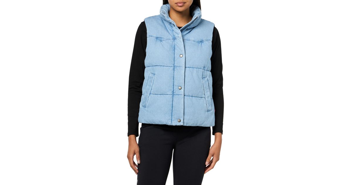Levi's Western Stand Collar Puffer Vest in Blue | Lyst