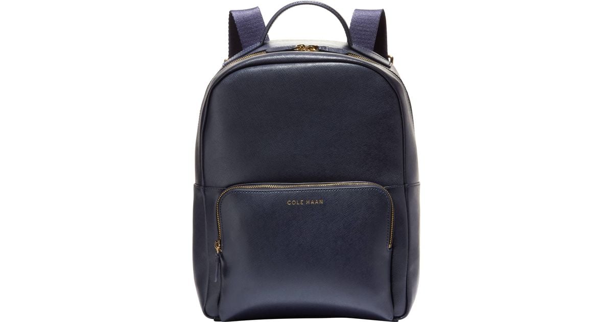 Cole Haan Delancey Saffiano Backpack in Blue | Lyst