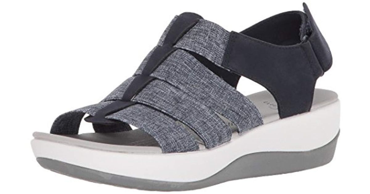 Clarks Cloudsteppers S Arla Shaylie Platform Sandal Shoes in Blue | Lyst