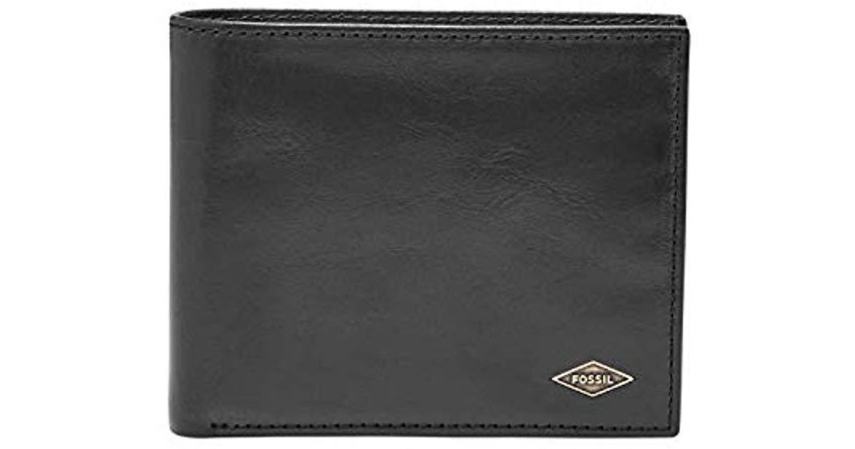 Fossil Bifold Coin Pocket Wallet in Black for Men | Lyst
