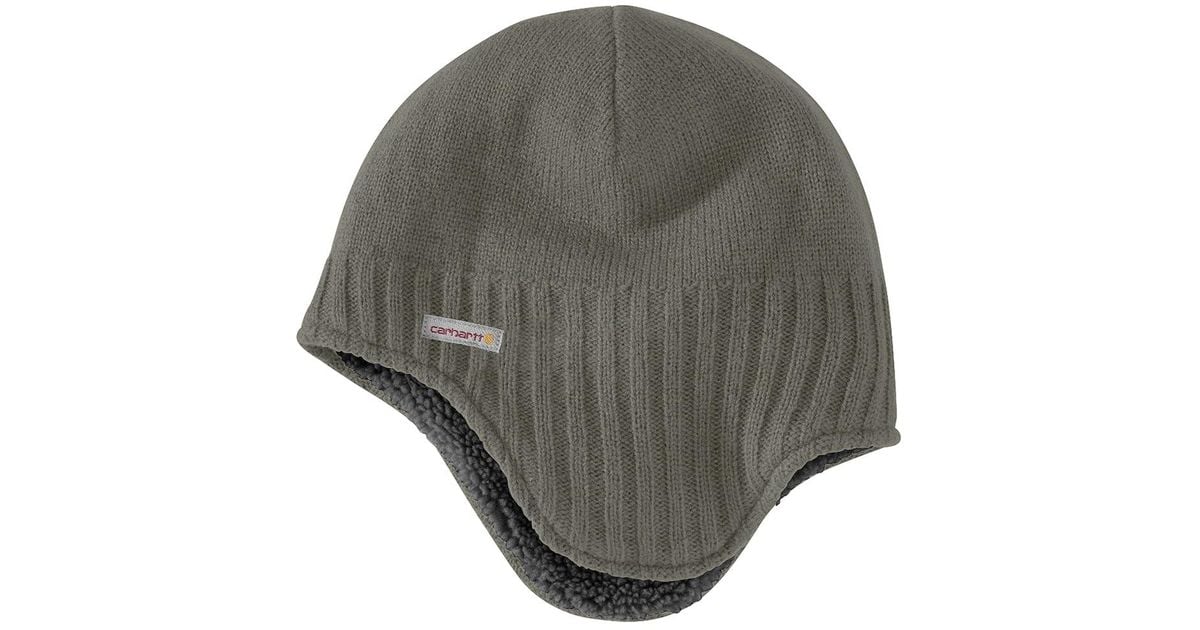 Carhartt Knit Sherpa Lined Earflap Hat Dusty Olive in Gray for Men | Lyst