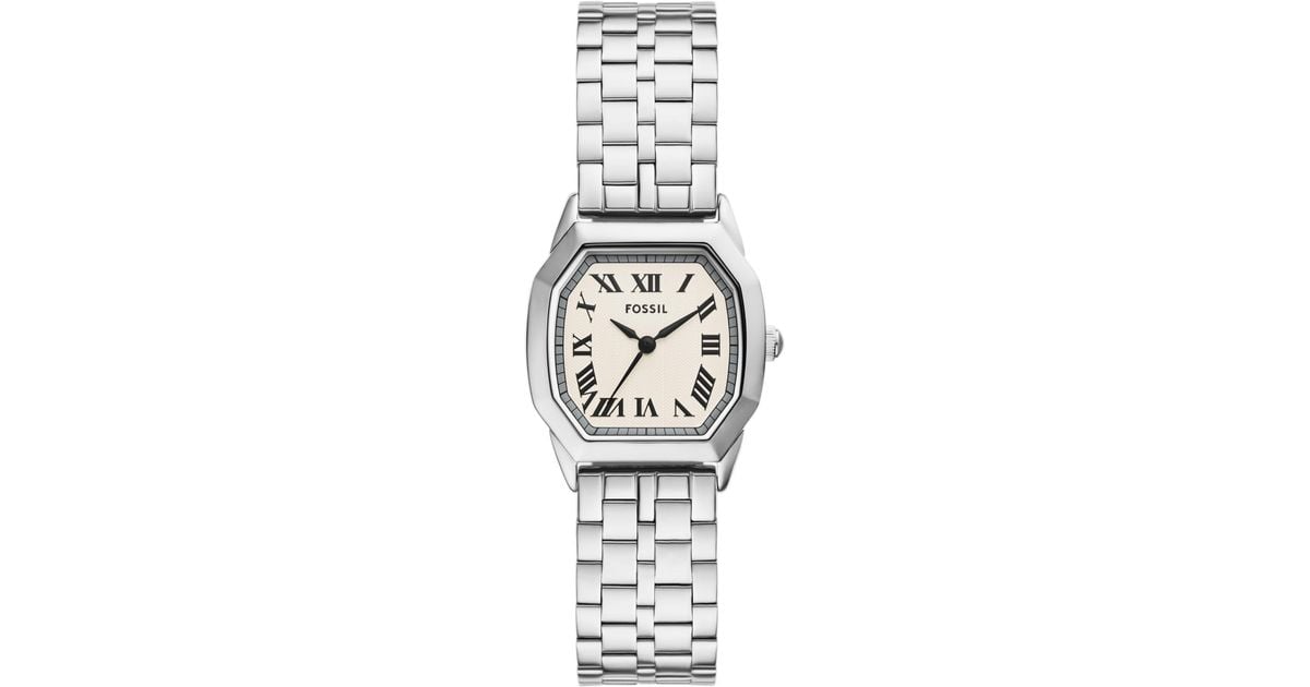 Fossil Harlow Three-hand Silver Stainless Steel Bracelet Watch in ...