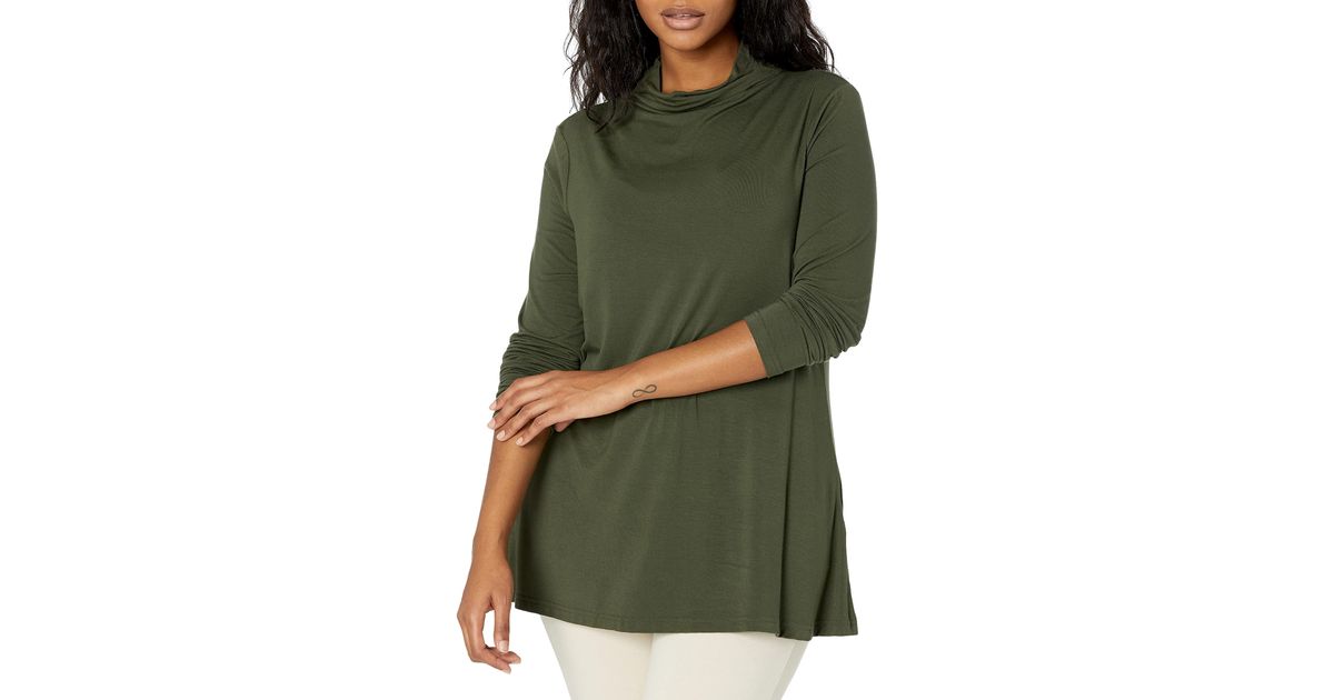 Amazon Essentials Jersey Long-sleeve Mock Neck Swing Tunic in Green ...