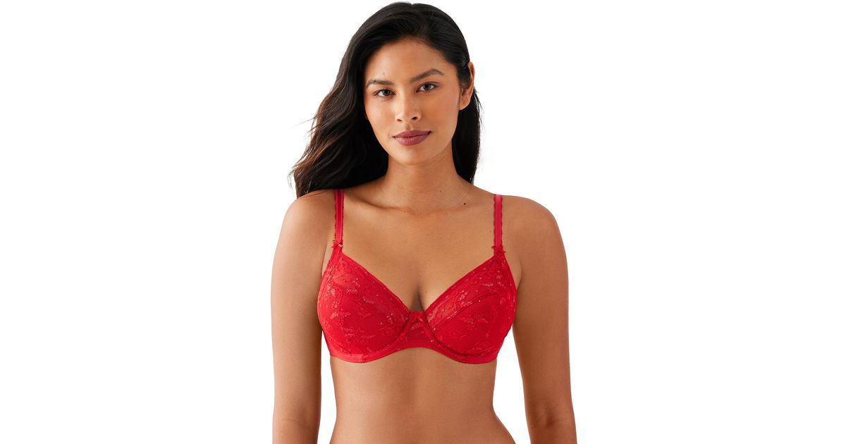 Wacoal Lifted In Luxury Full Figure Lace Unlined Underwire Bra in Red | Lyst