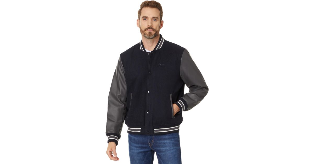 Levi's Mixed Media Letterman Varsity Jacket in Blue for Men | Lyst