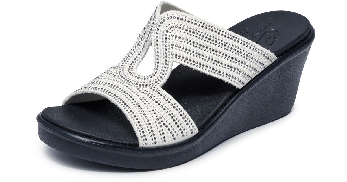 Skechers Rumble On-shining Night Wedge Sandal in Metallic | Lyst